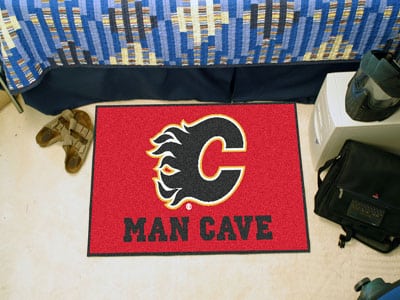 Calgary Flames Man Cave Starter Rug 19"x30" - Detroit Game Gear