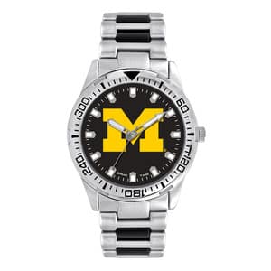 Michigan Wolverines Mens Quartz Analog Silver Heavy Hitter Watch ...