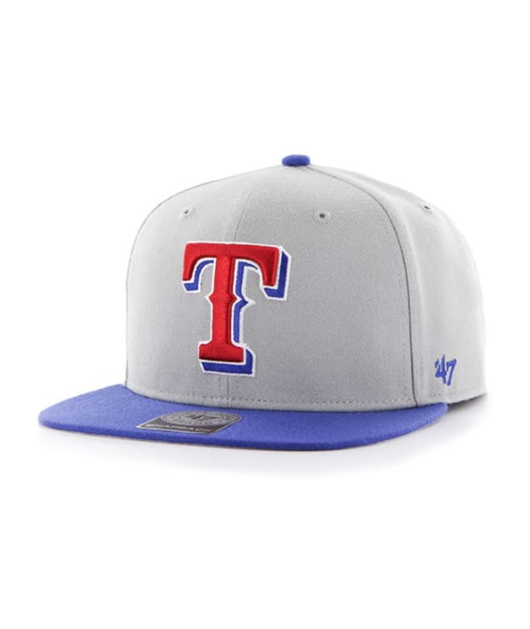 Texas Rangers 47 Brand Gray Blue Sure Shot Snapback Hat - Detroit Game Gear