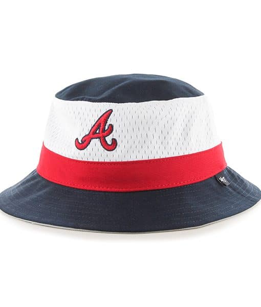 Atlanta Braves Double Line Bucket Navy 47 Brand Hat - Detroit Game Gear