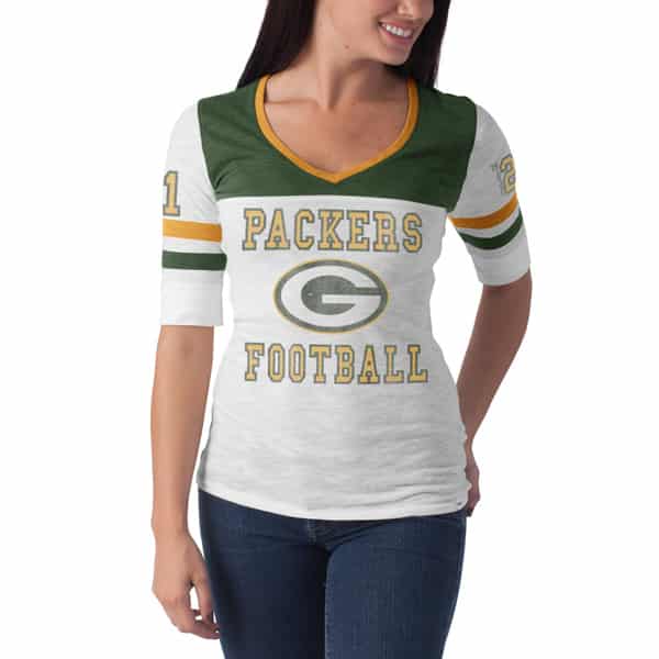 Green Bay Packers Debut T-Shirt Womens White Wash 47 Brand - Detroit ...