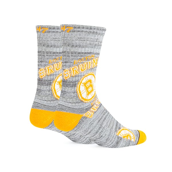 Boston Bruins Percy Sport Crew Socks Gray 47 Brand - Detroit Game Gear