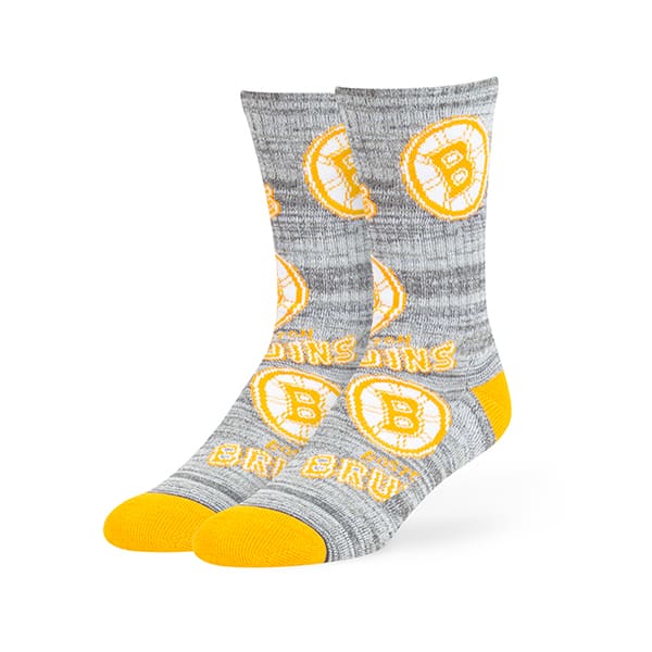 Boston Bruins Percy Sport Crew Socks Gray 47 Brand - Detroit Game Gear
