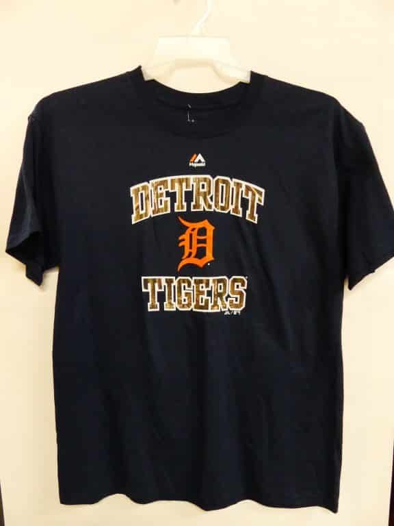 Detroit Tigers Majestic Navy Orange D Logo T-Shirt Tee - Detroit Game Gear