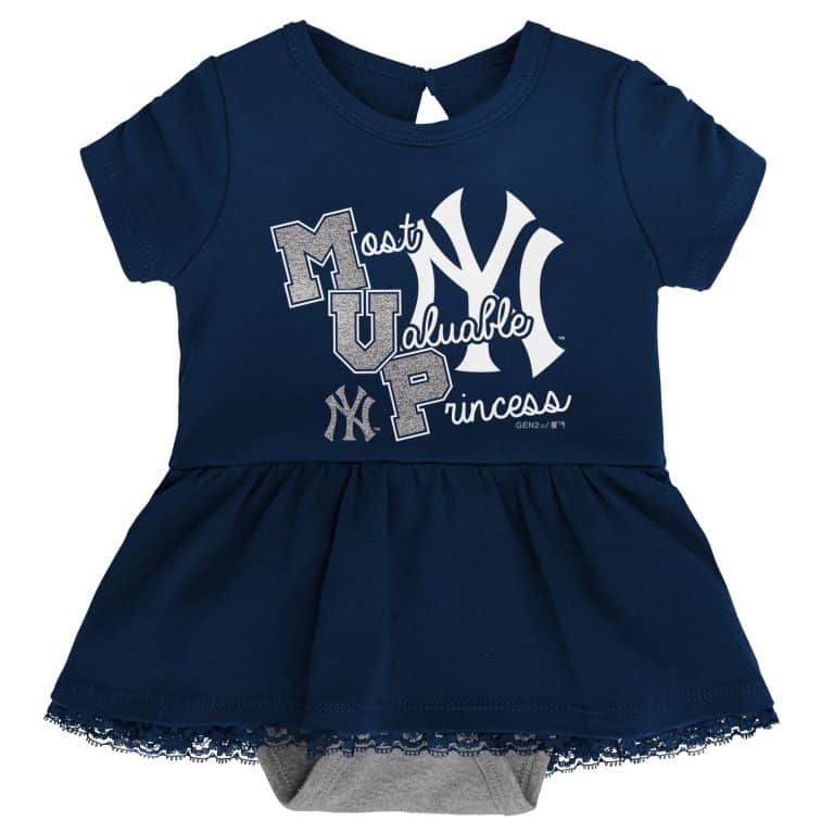 New York Yankees Baby Girls Navy MVP Princess 3 Piece Creeper Set ...