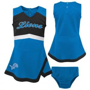 Detroit Lions Baby Girls Blue Cheer Jumper Dress - Detroit Game Gear