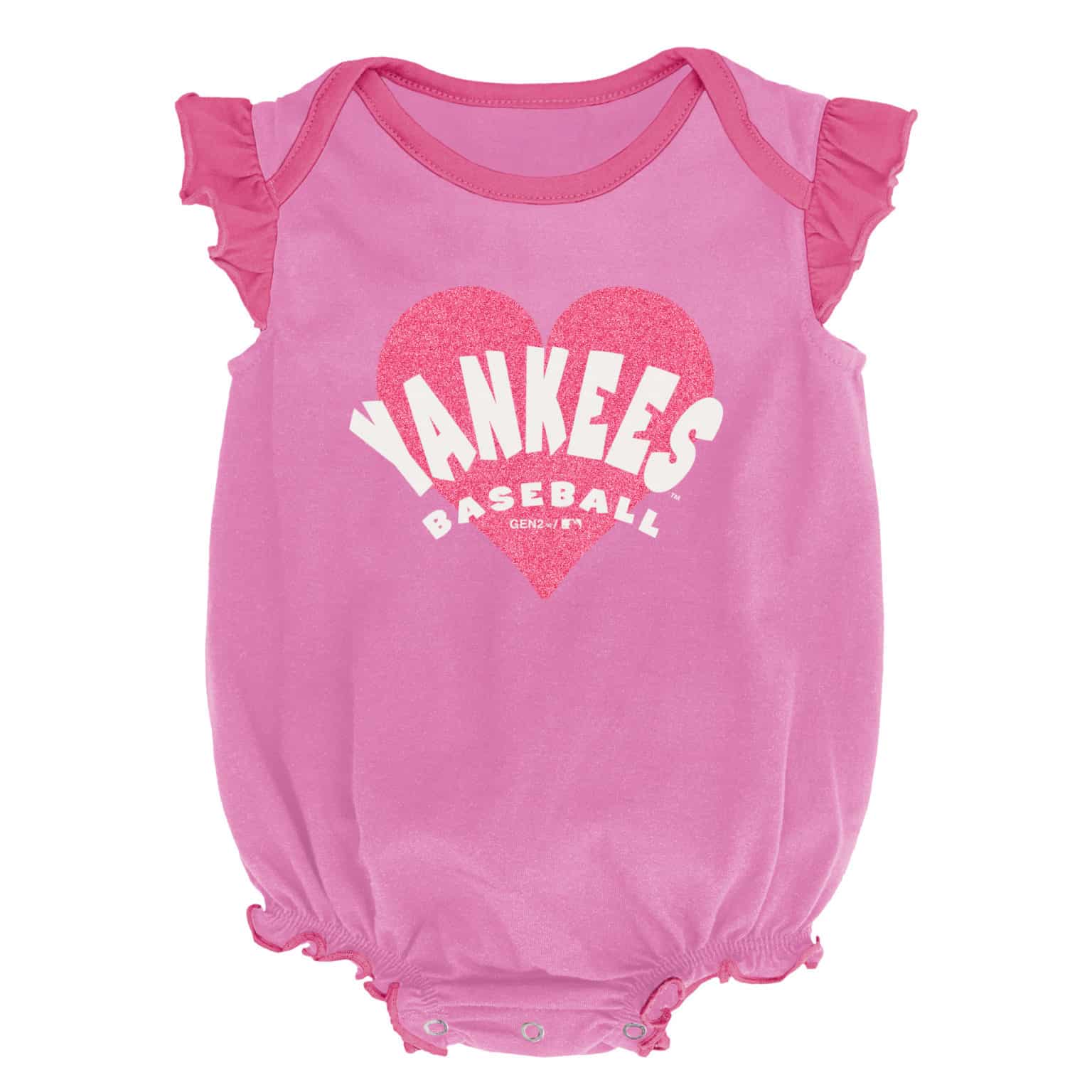 New York Yankees Baby Girls Pink Sparkle 2-Pack Creeper - Detroit Game Gear