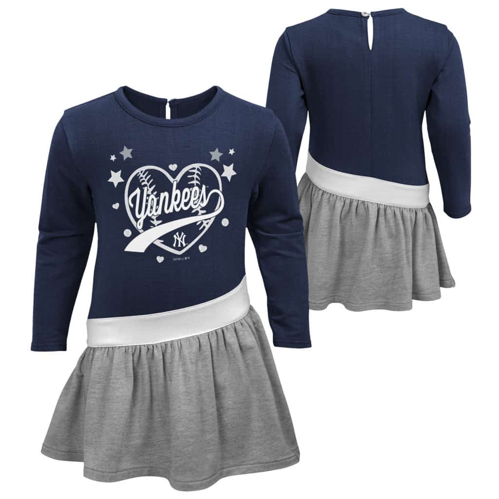 New York Yankees Baby Girls Navy Gray Diamond Dress - Detroit Game Gear