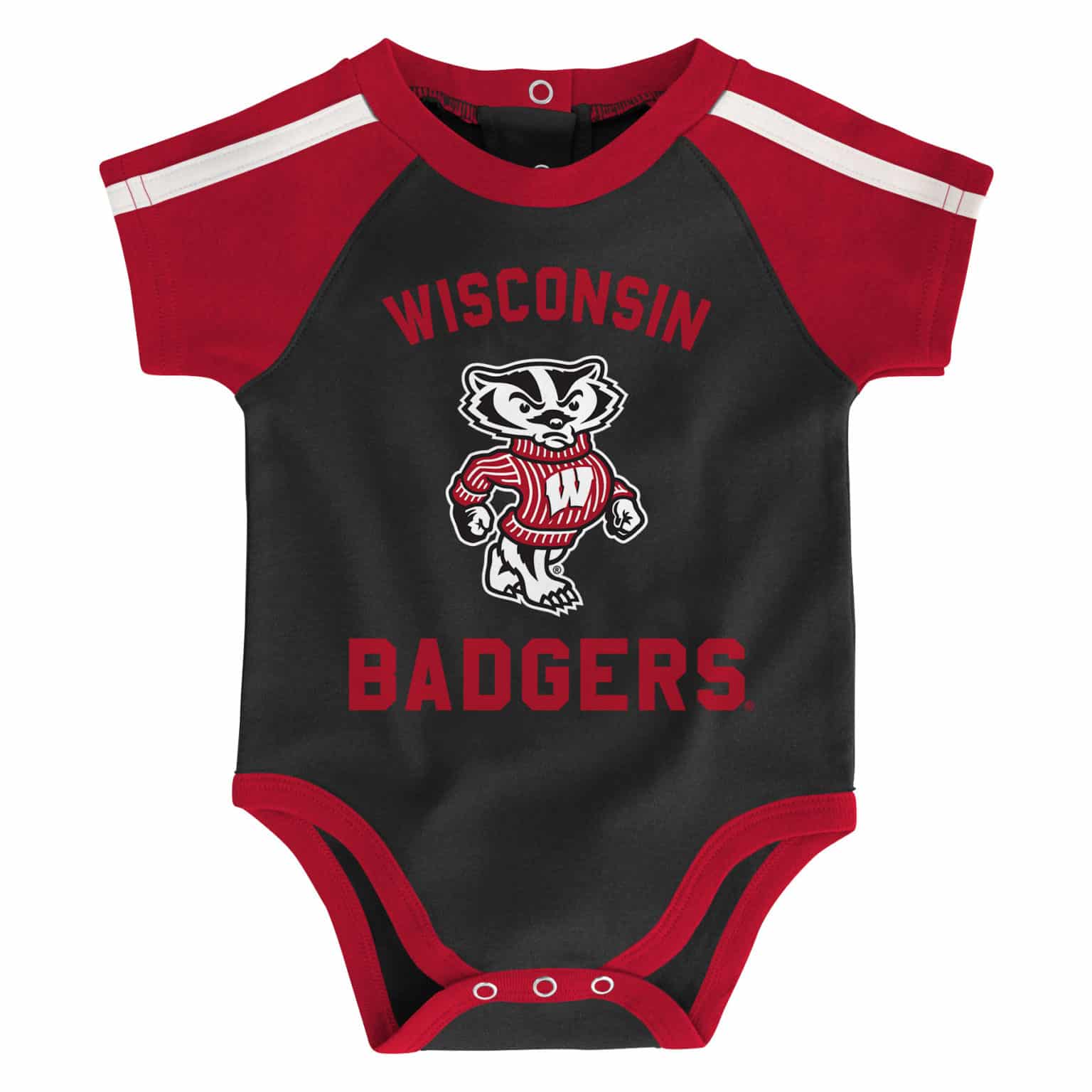 Wisconsin Badgers Baby Black 3 Piece Creeper Set - Detroit Game Gear