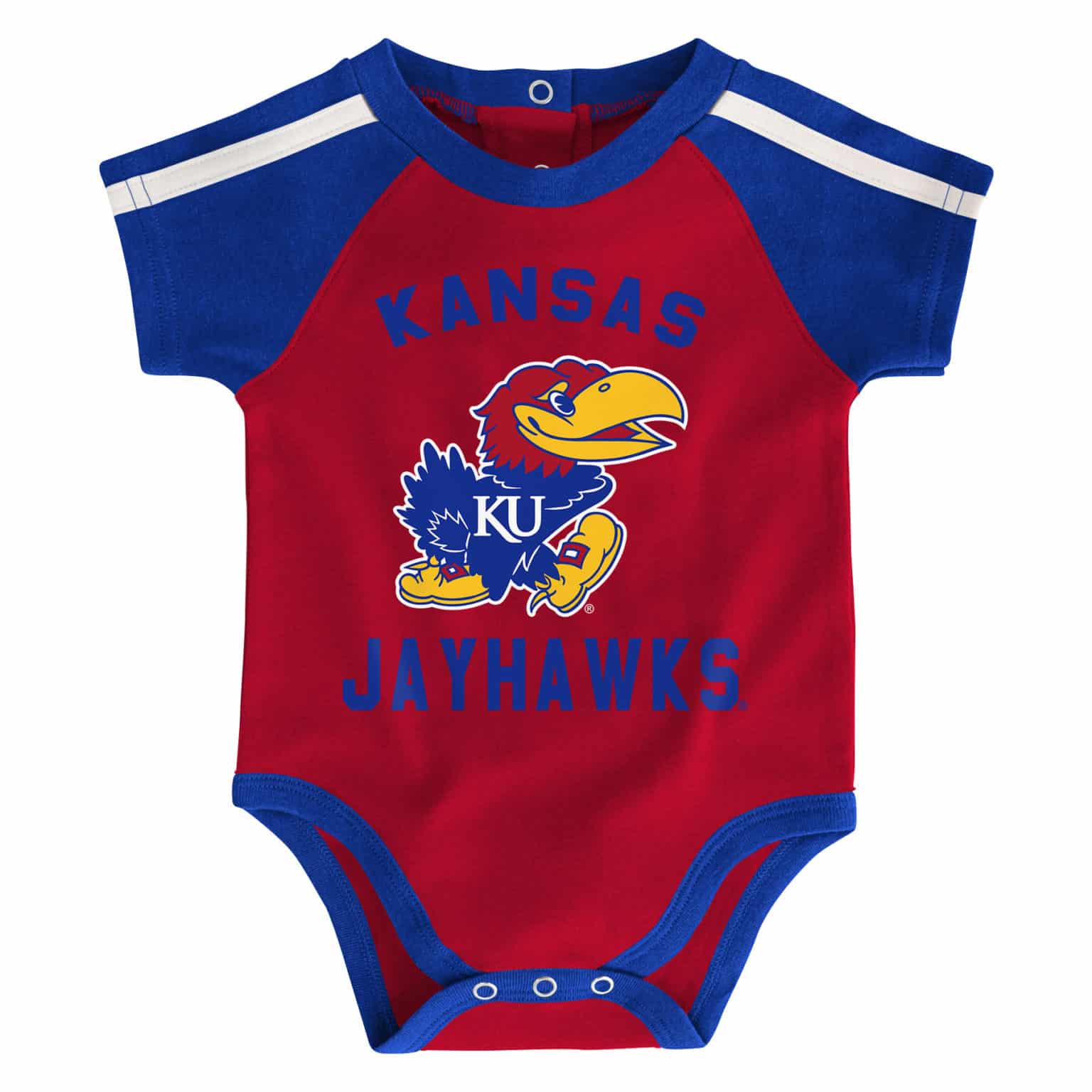 Kansas Jayhawks Baby Red Blue 3 Piece Creeper Set - Detroit Game Gear