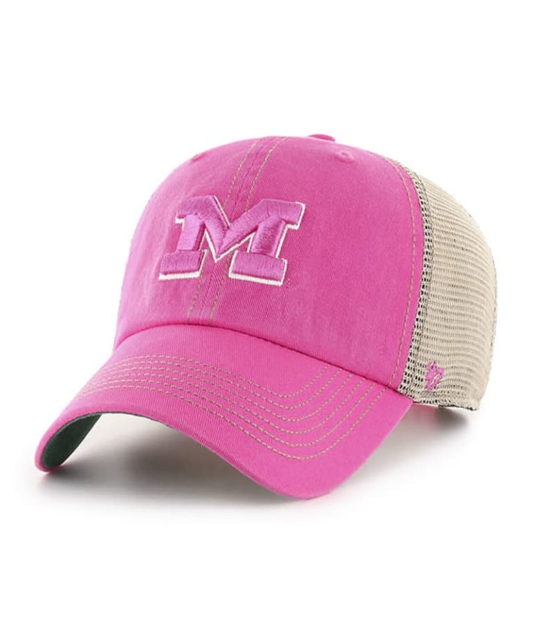 Michigan Wolverines Women's 47 Brand Pink Trawler Clean Up Khaki Mesh ...
