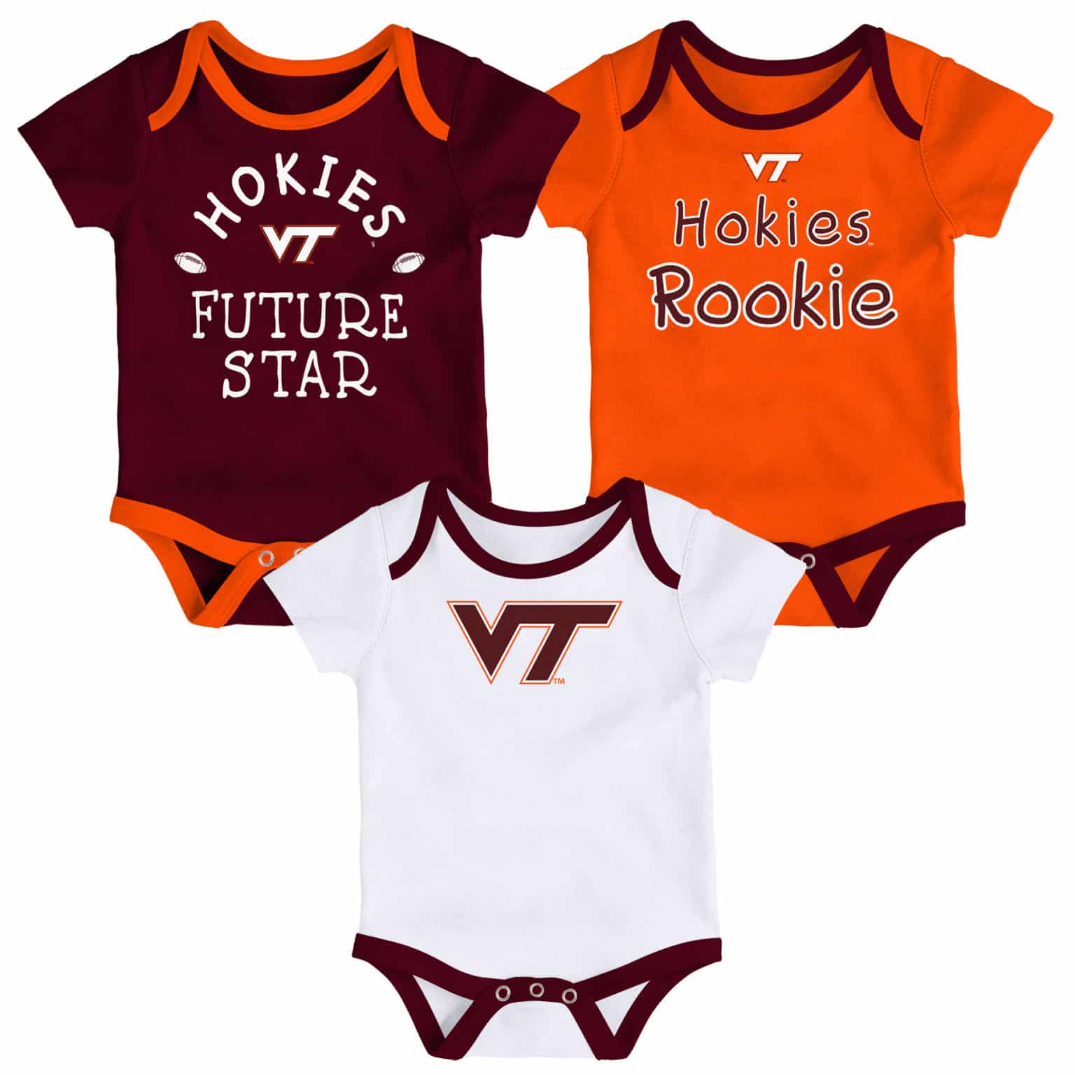 Virginia Tech Hokies Baby 3 Pack Future Star Onesie Creeper Set ...
