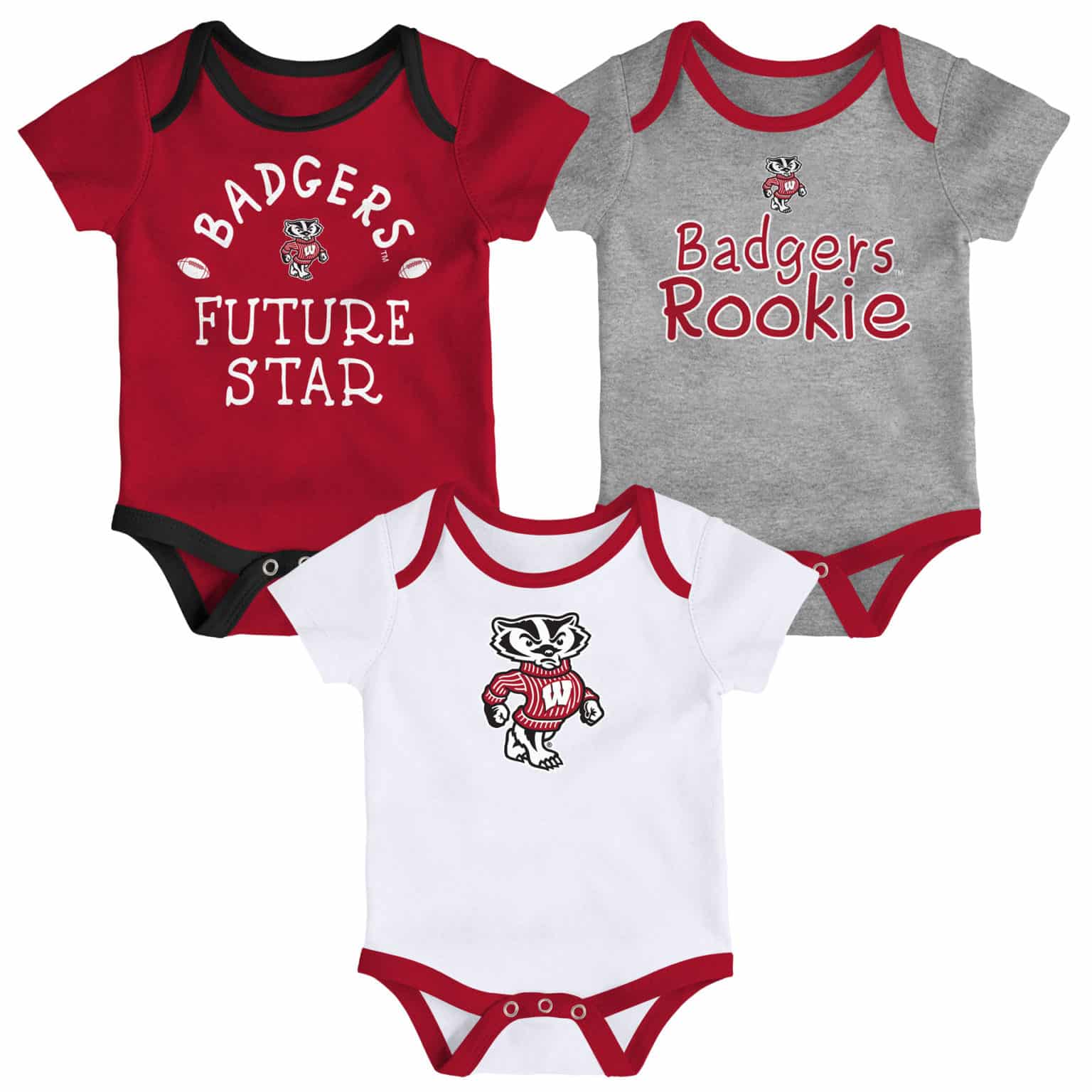 Wisconsin Badgers Baby 3 Pack Future Star Onesie Creeper Set - Detroit ...