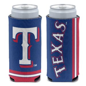 Texas Rangers 12 oz Blue Slim Can Cooler Holder - Detroit Game Gear