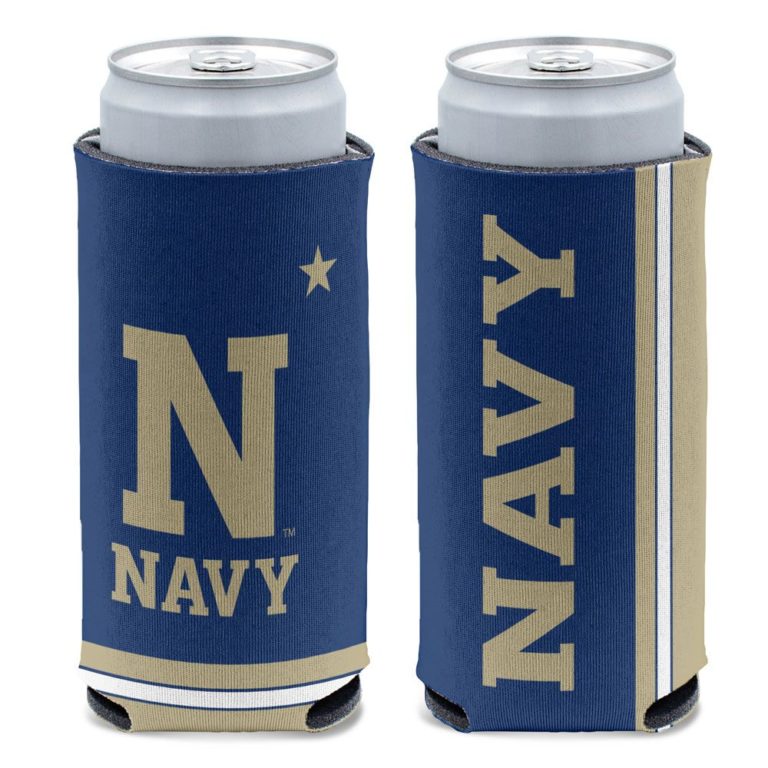 Navy Midshipmen 12 oz Navy Slim Can Cooler Holder - Detroit Game Gear