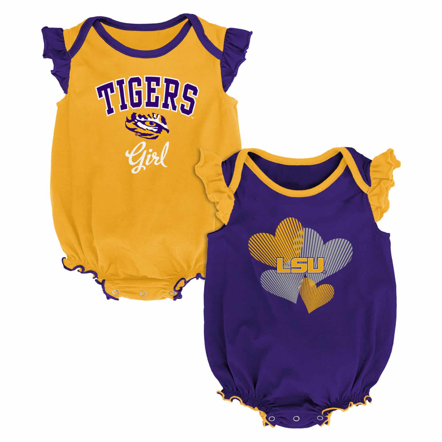 LSU Tigers Baby Girl 2 Pack Onesie Creeper Set - Detroit Game Gear
