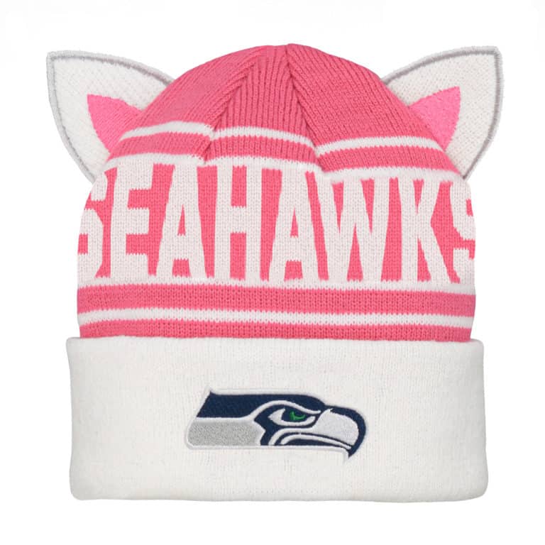 Seattle Seahawks KIDS Girls Pink Team Ears Cuff Knit Hat - Detroit Game ...