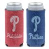 Philadelphia Phillies 12 oz Heather Navy Red Slim Can Cooler Holder ...