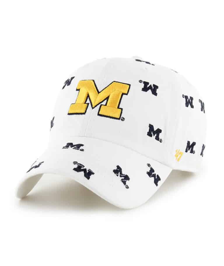 Michigan Wolverines Women's 47 Brand Confetti White Clean Up Adjustable ...
