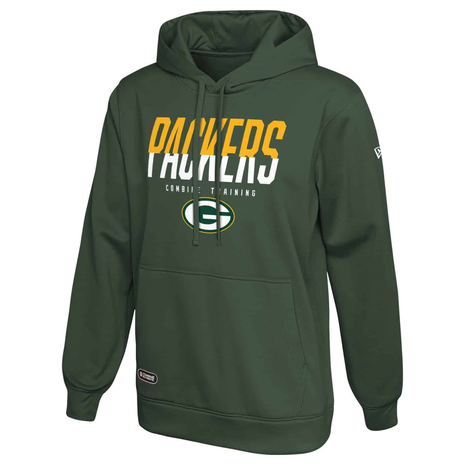 Green Bay Packers Men's New Era Dark Green Big Stage Pullover Hoodie ...