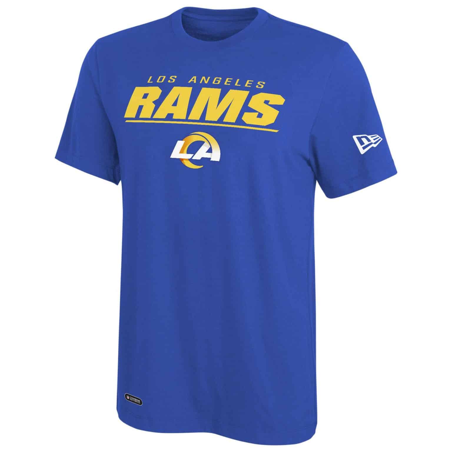 Los Angeles Rams Men's New Era Blue Dri-Tek T-Shirt Tee - Detroit Game Gear
