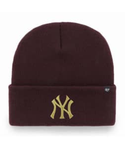 New York Yankees 47 Brand Metallic Dark Maroon Cuff Knit Hat - Detroit ...