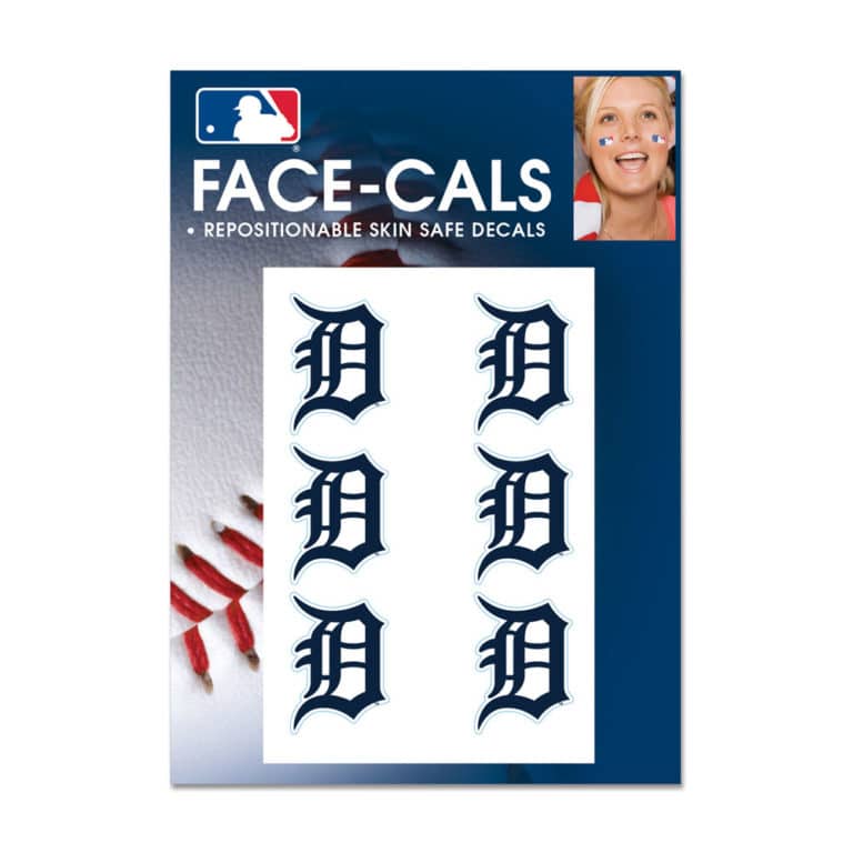 Detroit Tigers Face Cals Temporary Tattoos - Detroit Game Gear