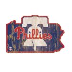 Philadelphia Phillies Navy State Shape Wood Sign - Detroit Game Gear