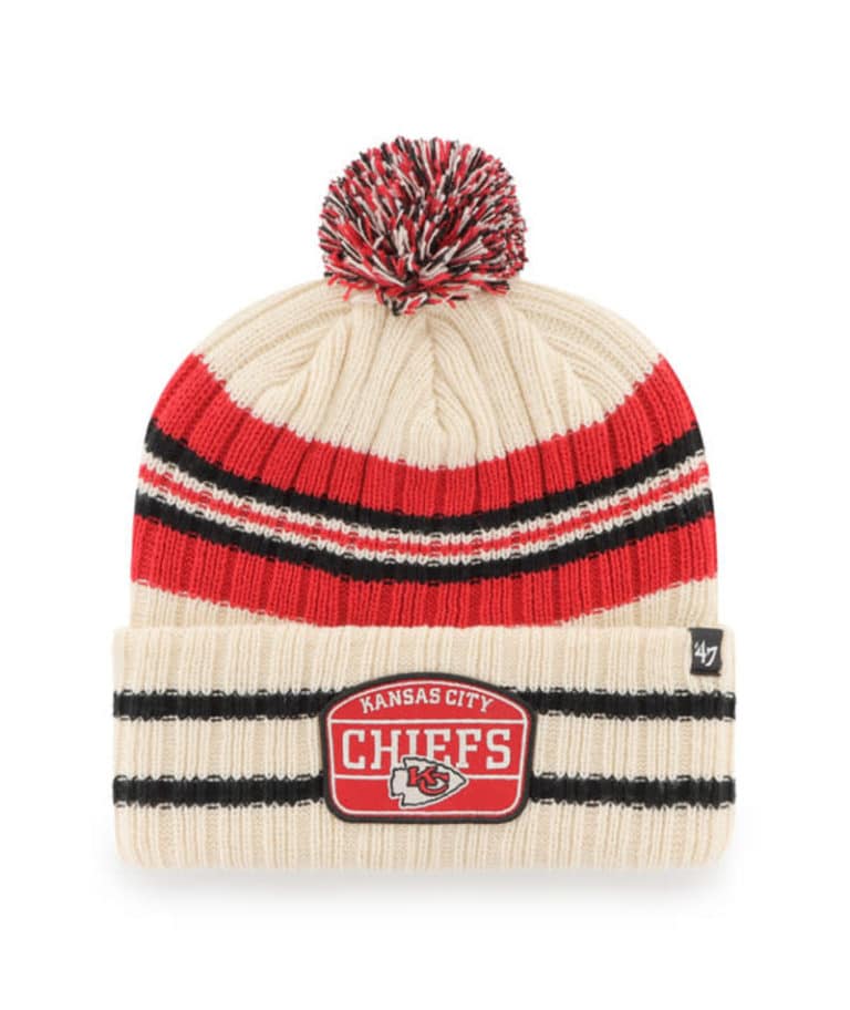 Kansas City Chiefs 47 Brand Hone Patch Natural Cuff Knit Hat - Detroit ...
