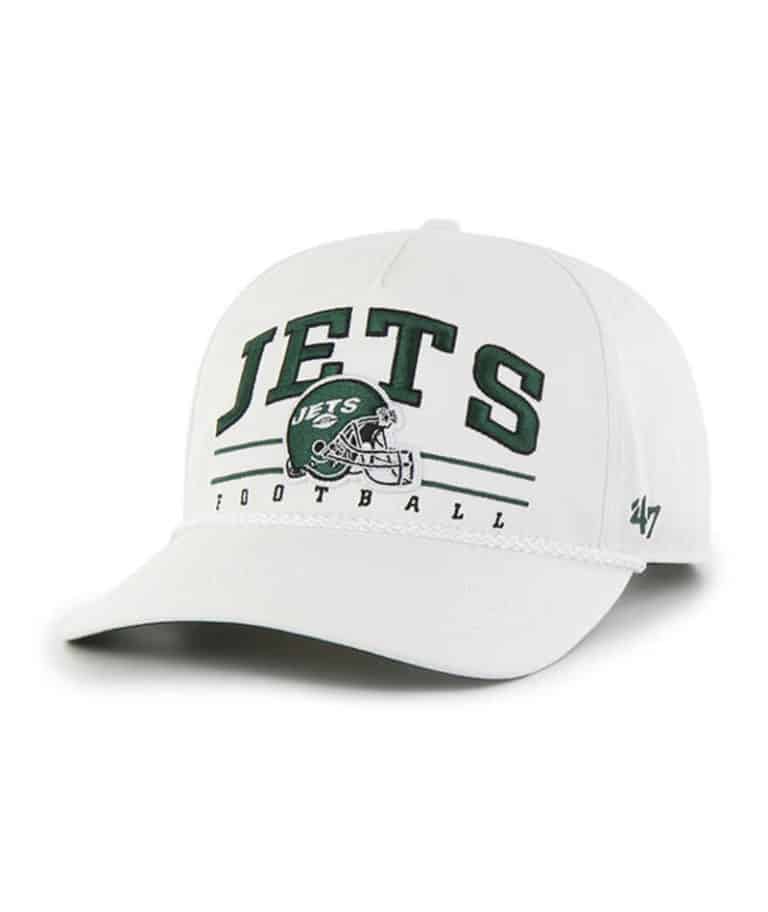 New York Jets 47 Brand White Roscoe Hitch Snapback Hat - Detroit Game Gear