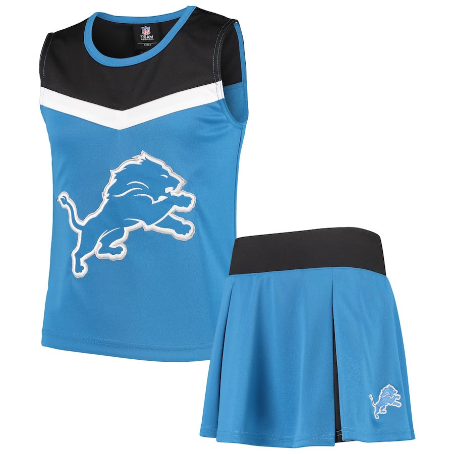 Detroit Lions Girls YOUTH Blue Cheerleader Spirit 2 Piece Set - Detroit ...