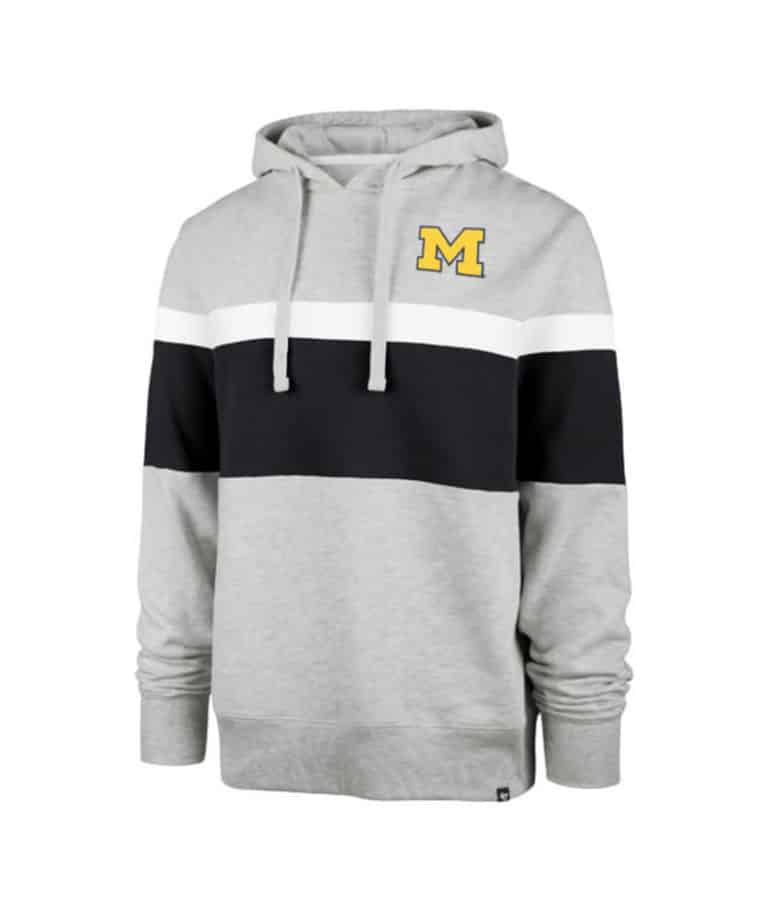 Michigan Wolverines Men's 47 Brand Warren Gray Pullover Hoodie ...
