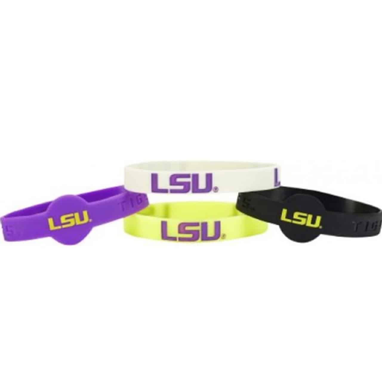 LSU Tigers Bracelets 4 Pack Silicone - Detroit Game Gear