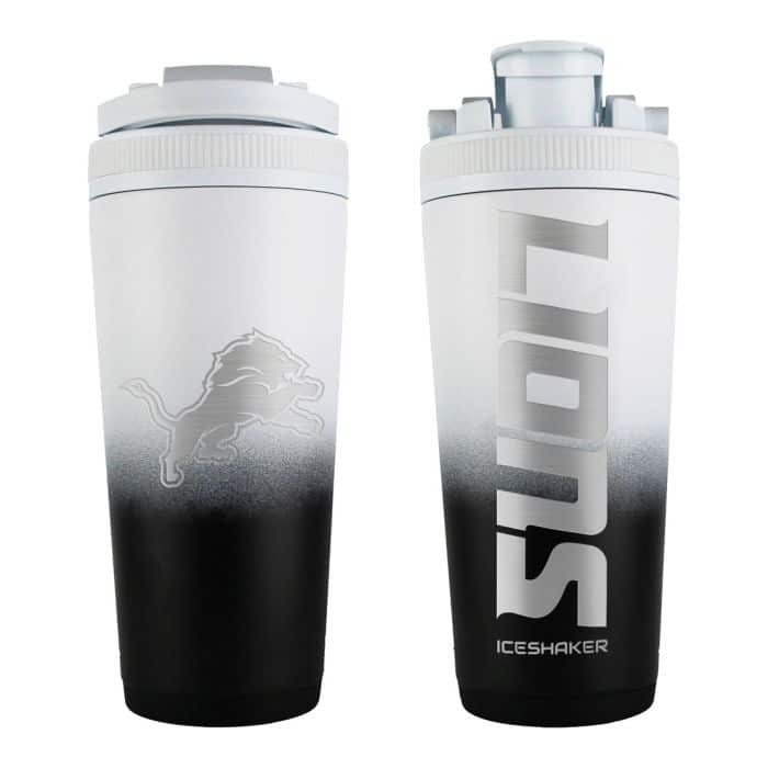 Detroit Lions 26 Oz White & Black Stainless Steel Ice Shaker - Detroit ...